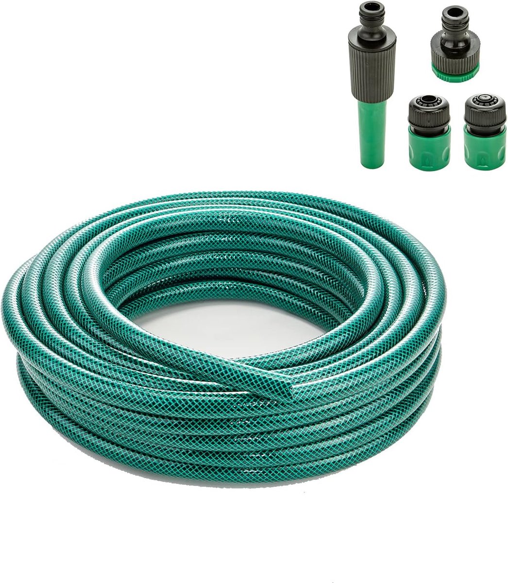 15 Meter Versterkte PVC Tuin Outdoor Waterslang Startset met Fittingen ...