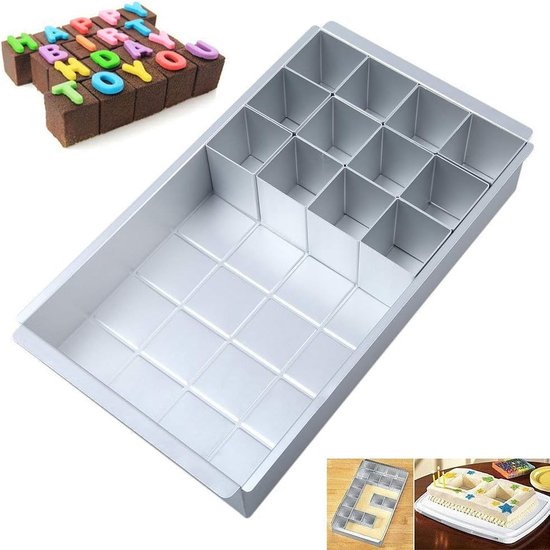 Cijfers en letters, bakvorm van aluminium, anti-aanbakset, verstelbaar ...