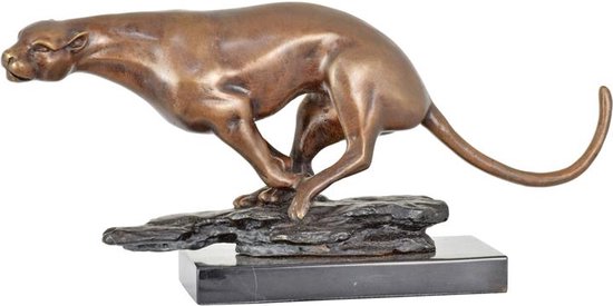 Brons beeld - rennende jaguar - sculptuur - 20 cm hoog | bol