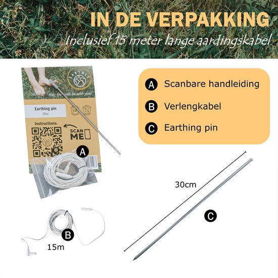 Earthle Aardingspin - Earthing Pin - Aardpen - 30cm - 15m kabel | bol