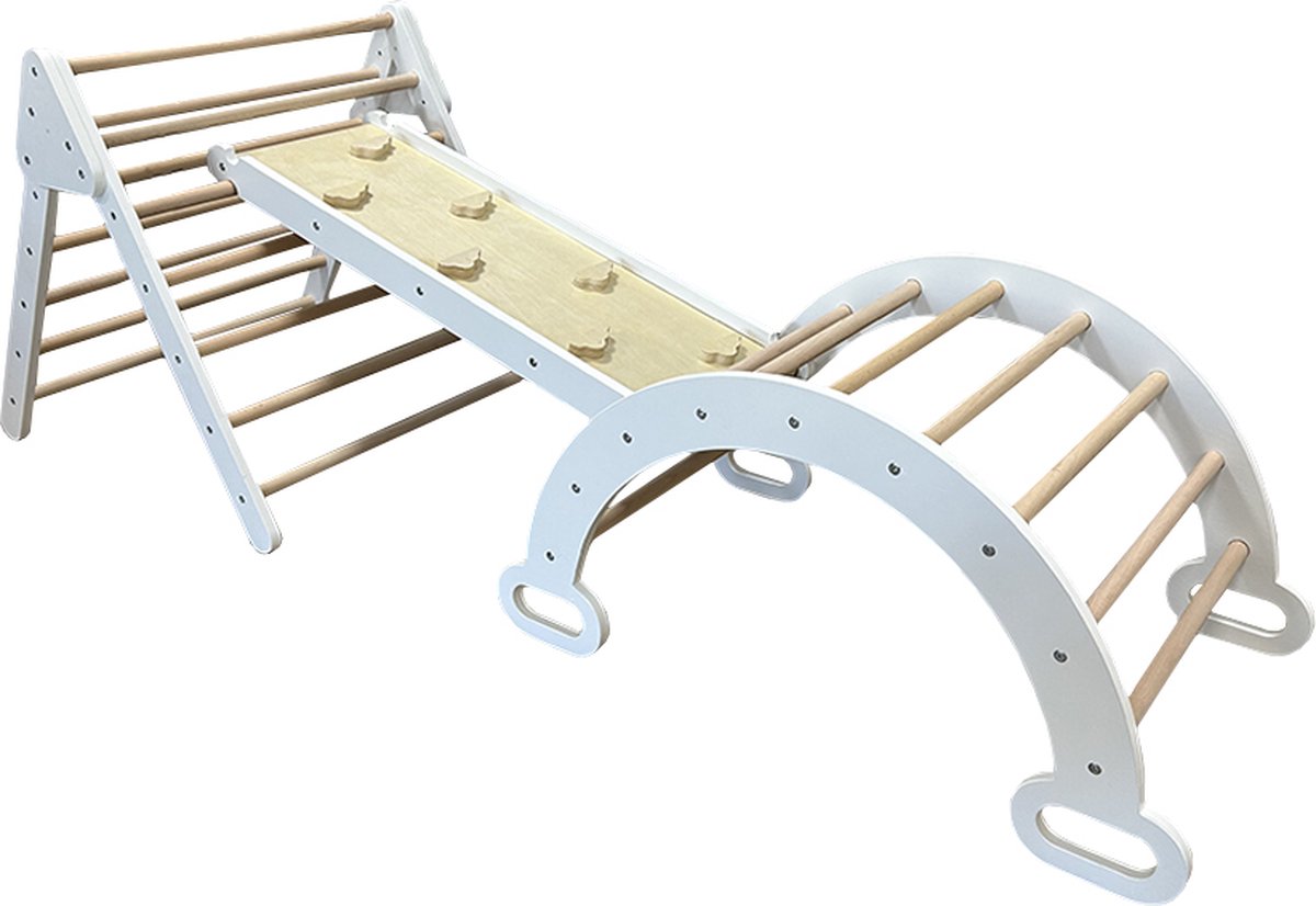 Houten Pikler klimset – Klimrek – Triclimb - Met glijbaan. | bol.