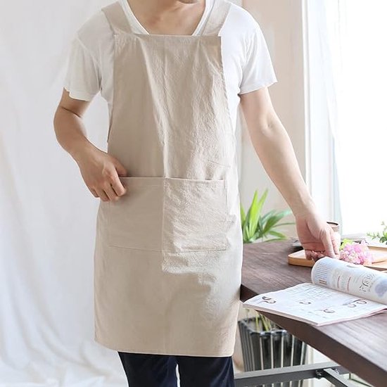 Schort met Zak Katoen en Linen Unisex Japanse Stijl Apron voor Chef ...