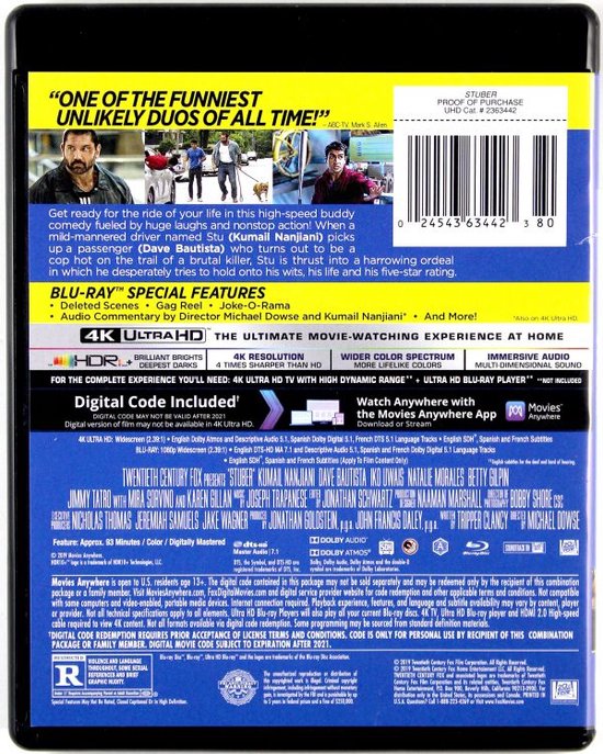 Stuber [Blu-Ray 4K]+[Blu-Ray], Natalie Morales | DVD | bol