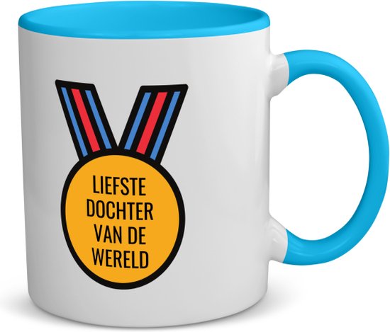 Akyol - liefste dochter van de wereld koffiemok - theemok - blauw - Dochter - de... | bol