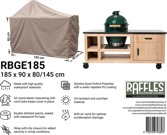 Raffles Covers Big Green Egg / Kamado hoes - 185 x 90 H: 145 cm ...