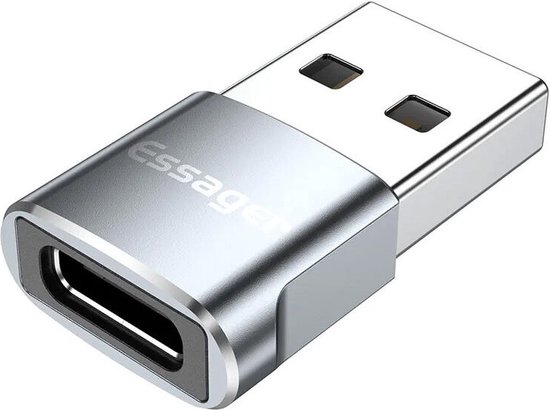 Essager USB 2.0 naar USB-C Mini Adapter 3A On The Go Converter Grijs | bol