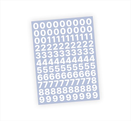 Cijfer stickers / Plaknummers - Stickervel Set - Wit - 2cm hoog ...