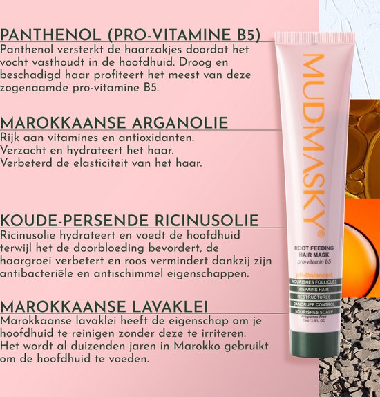 MUDMASKY - Root Feeding Hair Mask – pro-vitamin b5 - Anti-Haaruitval ...