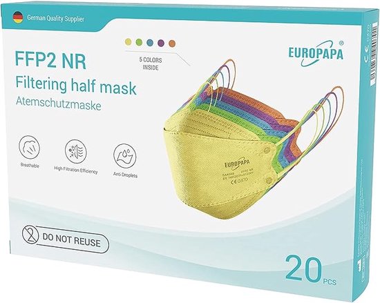 EUROPAPA 20x FFP2 fish shape masks respirator mask 5-layer dust masks ...