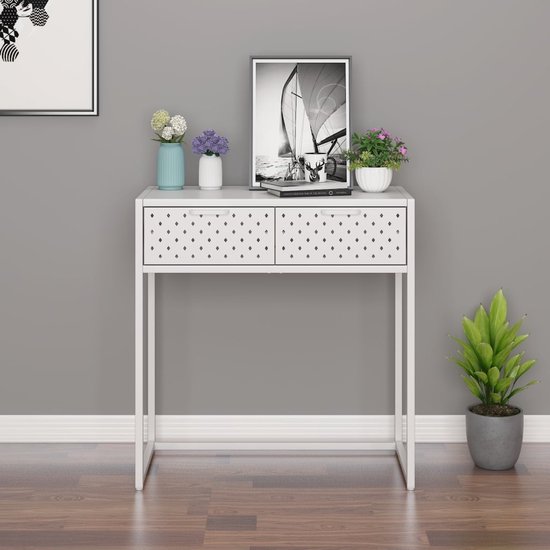 Sidetable industrieel 72x35x75 cm staal wit | bol