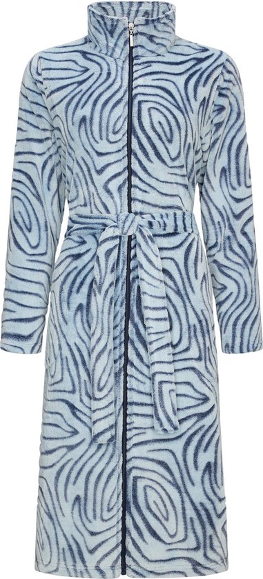 Pastunette dames badjas fleece | met rits | MAAT L | Waves | marine | bol