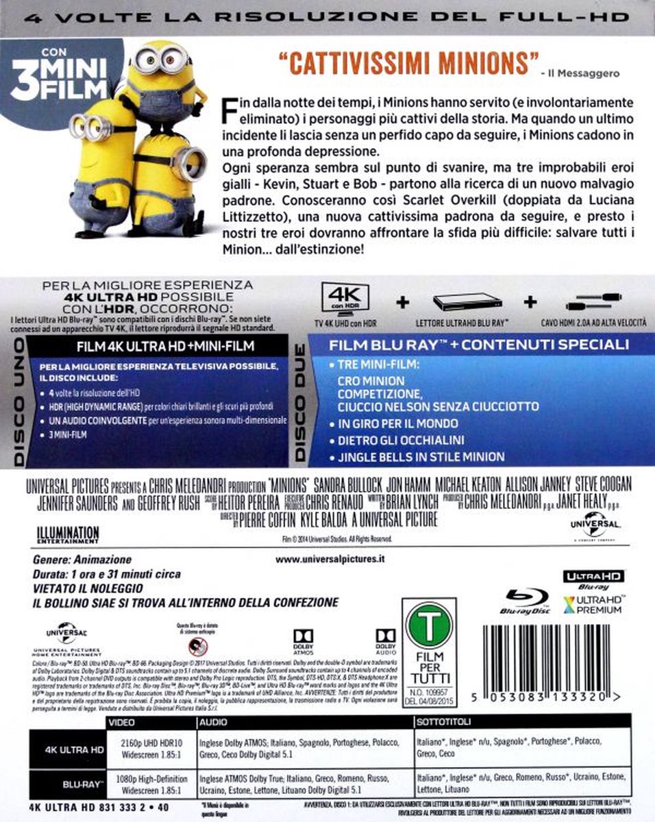 Minions [Blu-Ray 4K]+[Blu-Ray], Pierre Coffin | Dvd's | bol