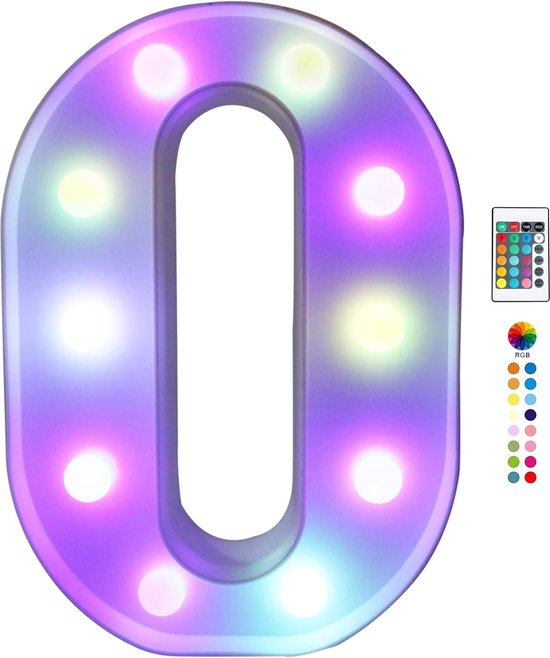 Lichtgevende Letter O - 22 cm - RGB Met Afstandsbediening | bol