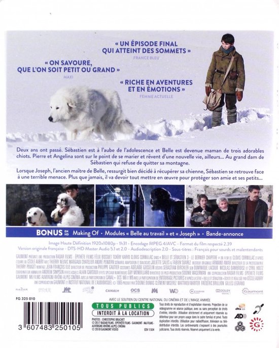 Belle en Sebastiaan 3: Vrienden voor het leven [Blu-Ray] (Blu-ray ...