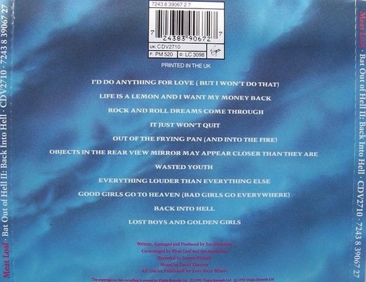 Meat Loaf - Bat Out of Hell II: Back into Hell (CD), Meat Loaf | CD (album) | Muziek | bol