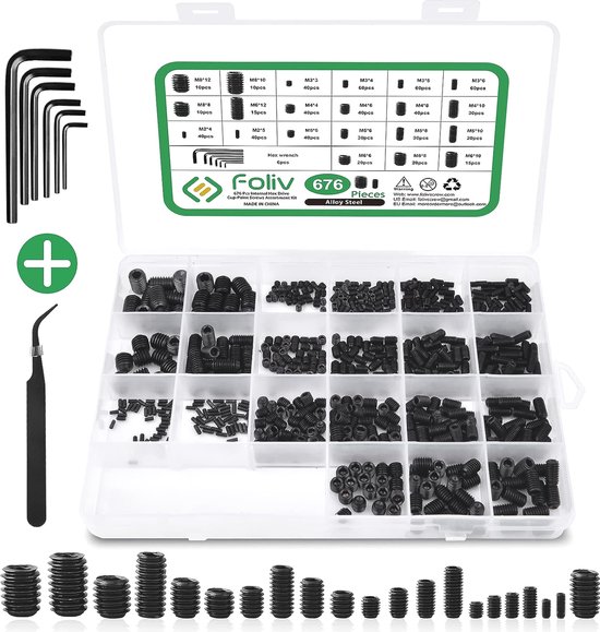 Mixed Assortiment Madenschroeven Set - 676 stuks, zeskantbouten met inbusdraad DIN... | bol