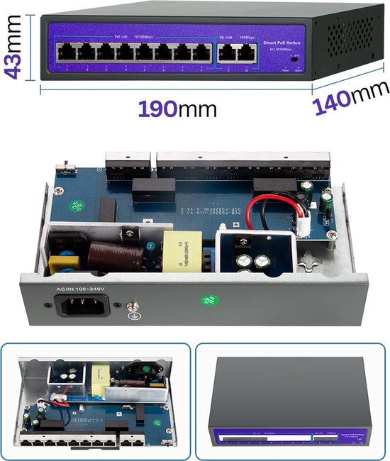 Netwerk Switch - 8 Poorten – Compatibel Met Meerdere Camera Resoluties ...