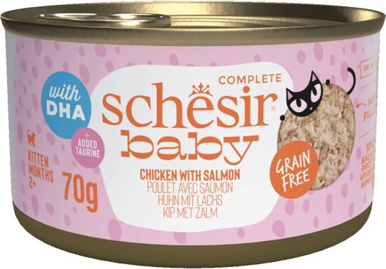 12x Schesir Baby Kitten Bouillon Kip & Zalm 70 gr | bol
