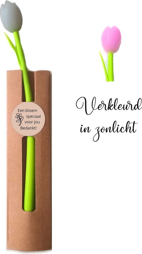 Pen cadeau verkleurende tulp - Bedankt | 1 stuk | random kleur geleverd ...