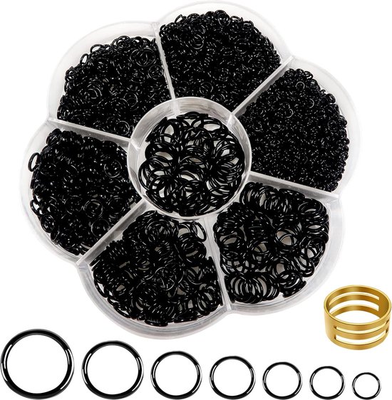 TOAOB 2300-delig assorted jump ringen in verschillende maten - Zwart ...