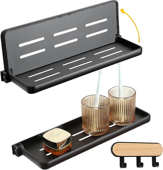 2 x étagère de douche sans perçage pliable 40 cm étagère de salle de ...