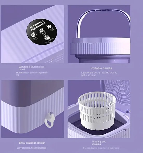 Borvat®| 1 stuks 2,64 gal opvouwbare wasmachine, intelligente timing ...