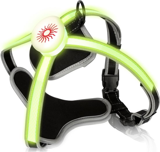 LED Hondentuigje - Anti-Trek Tuig - Hondenharnas - X Tuig Hond - Reflecterend - Zwart... | bol