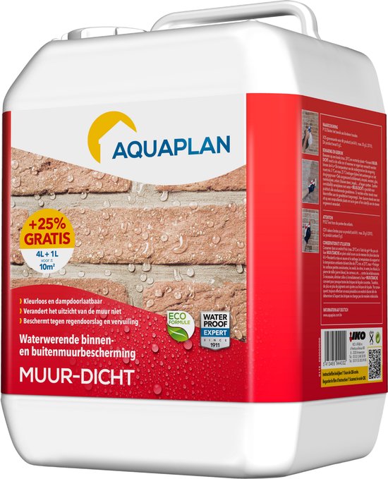 Aquaplan Muurdicht - waterafstotende coating - 5 liter | bol