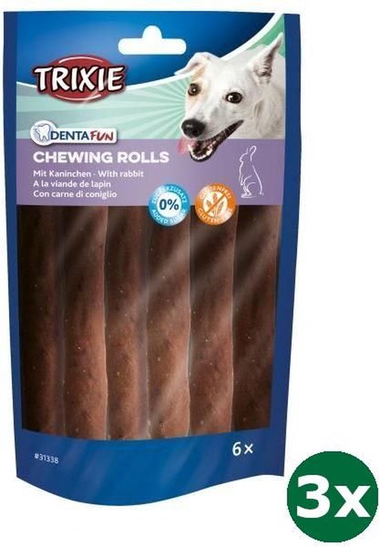 3x12 cm 6 st 70 gr Trixie denta fun rabbit chewing rolls hondensnack | bol