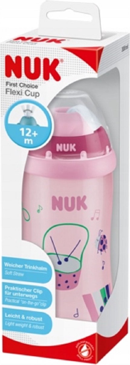 NUK | Flexi Cup | waterfles met rietje | 12m+ | 300 ml Roze | bol