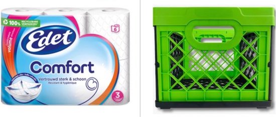 EDET Comfort toiletpapier 18 rollen + vouwkrat 25L TONTARELLI groen ...