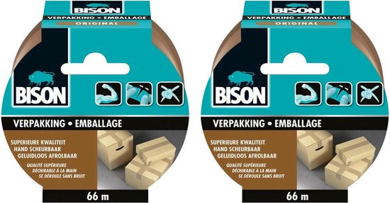 Bison Tape Verpakking Original - 2 x 66 meter - Voordeelverpakking | bol