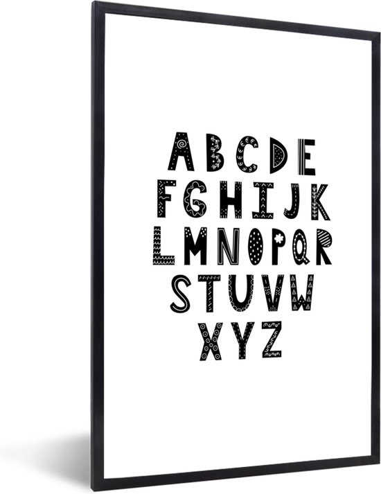 Fotolijst incl. Poster - Illustratie alfabet zwarte letters op een ...