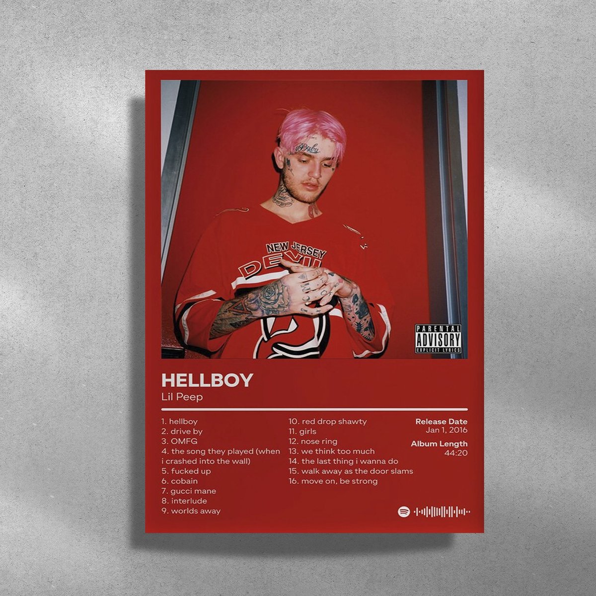 Lil Peep - Hellboy - metalen poster - album cover 30x40cm | bol