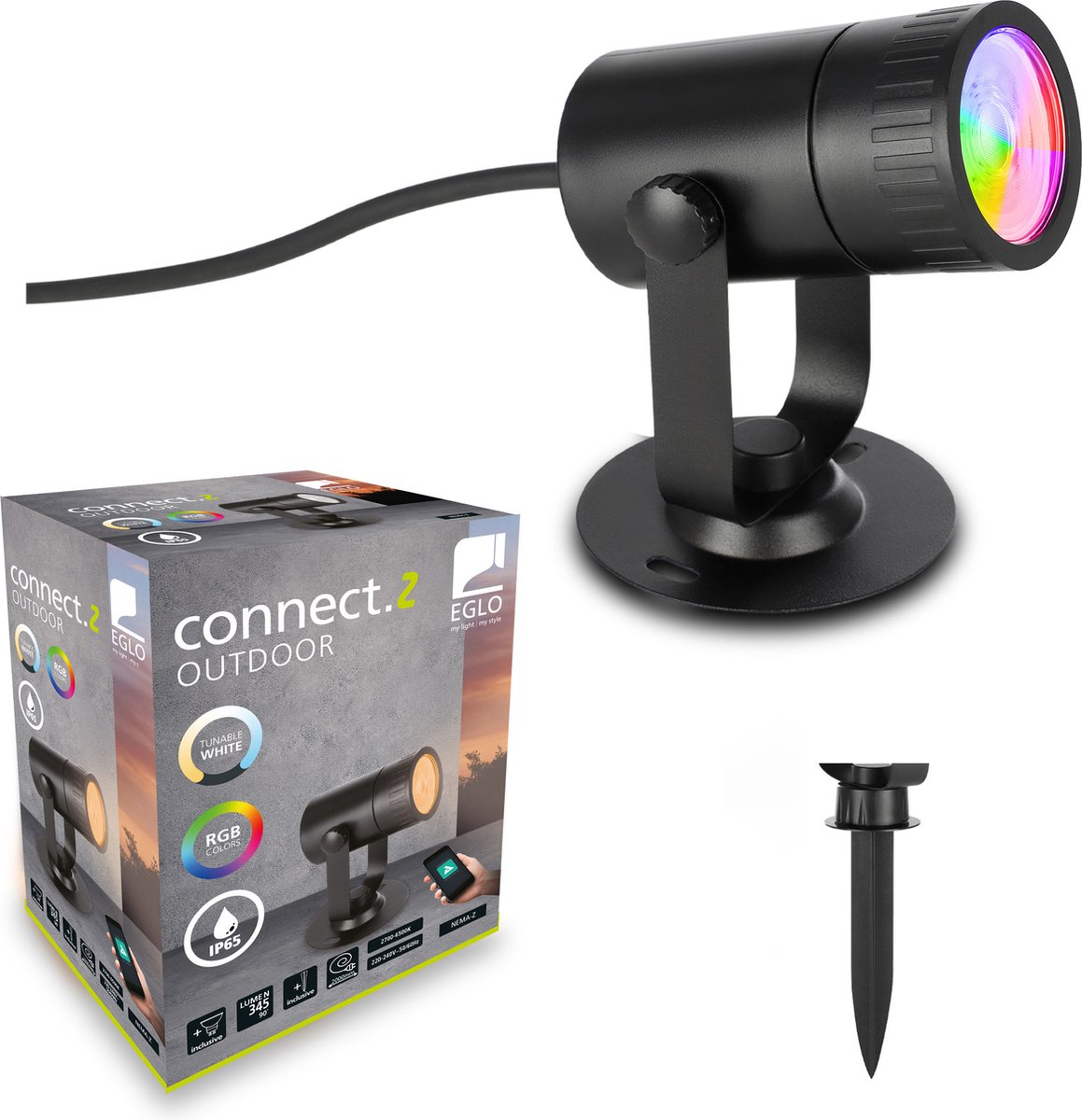 EGLO connect.z - Nema-Z - Smart tuinspot - Buiten - GU10 - 12,5 cm ...