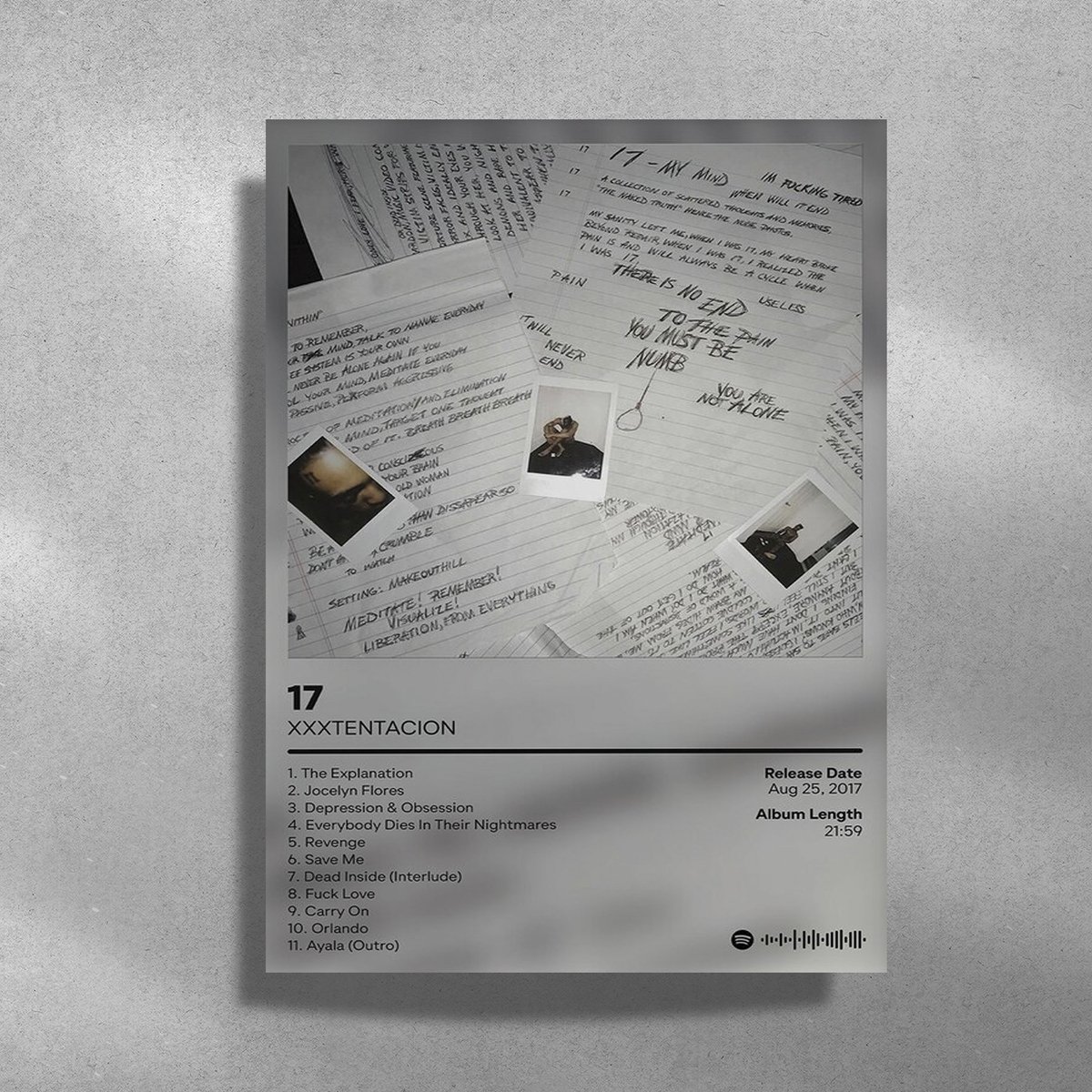 XXXTENTACION - 17 - album cover - metalen poster - 30x40cm | bol