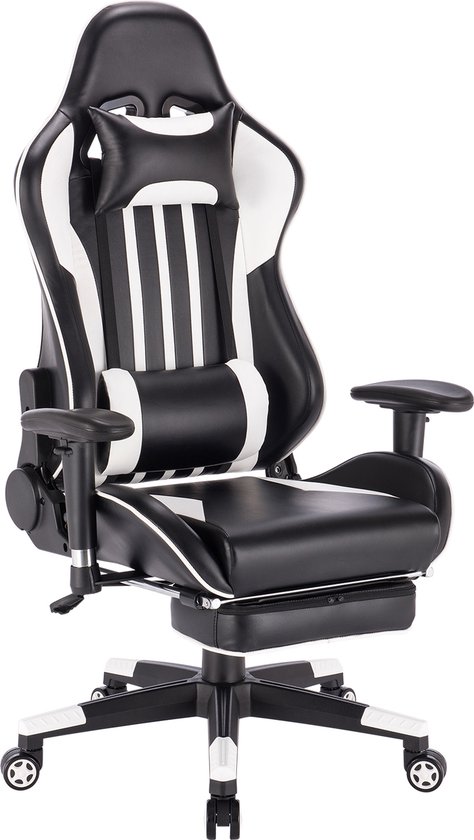 Gaming stoel Dike - Met voetsteun - Witte Strepen - Gamestoel ...