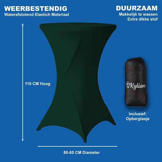 Statafelrok Donker Groen x 2 – 2 jaar garantie met Opbergtas - ∅ 80-85 x 110 cm -... | bol