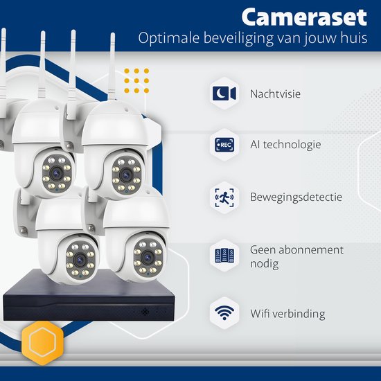 Compleet Camera Beveiliging Set met 4x Wifi IP Camera - Draadloos - + 4TB HDD -... | bol.com