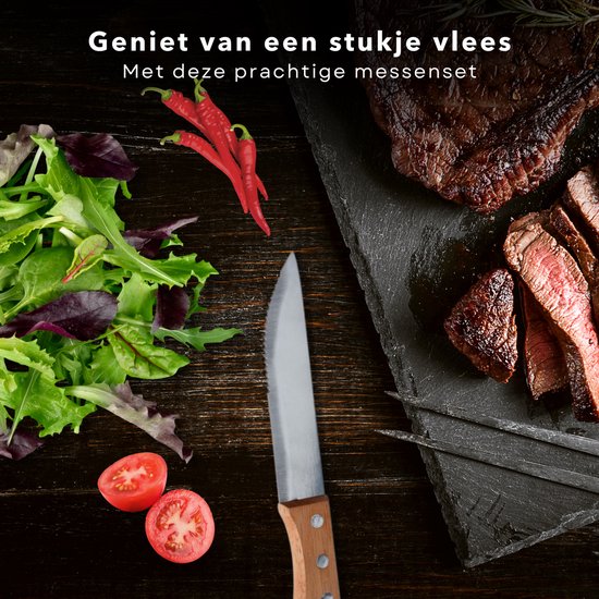 Cheqo® RVS Steakmessen Set - Messenset - Tafelmessen - BBQ Messen ...