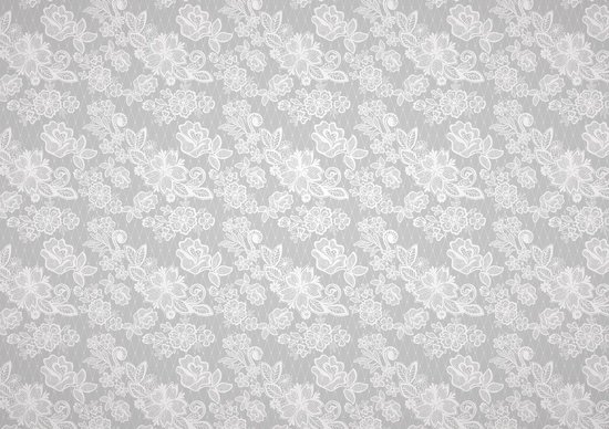 Fotobehang - Vlies Behang - Bloemen Patroon - Wit - 208 x 146 cm | bol
