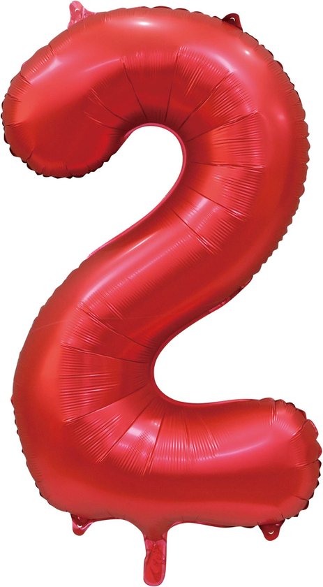 folieballon cijfer 2 mat rood metallic | bol
