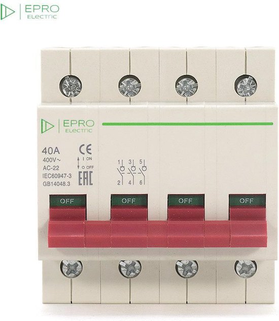Hoofdschakelaar - 40A 4P - Hoofdschakelaar 4 Polig - Hoofdschakelaar ...