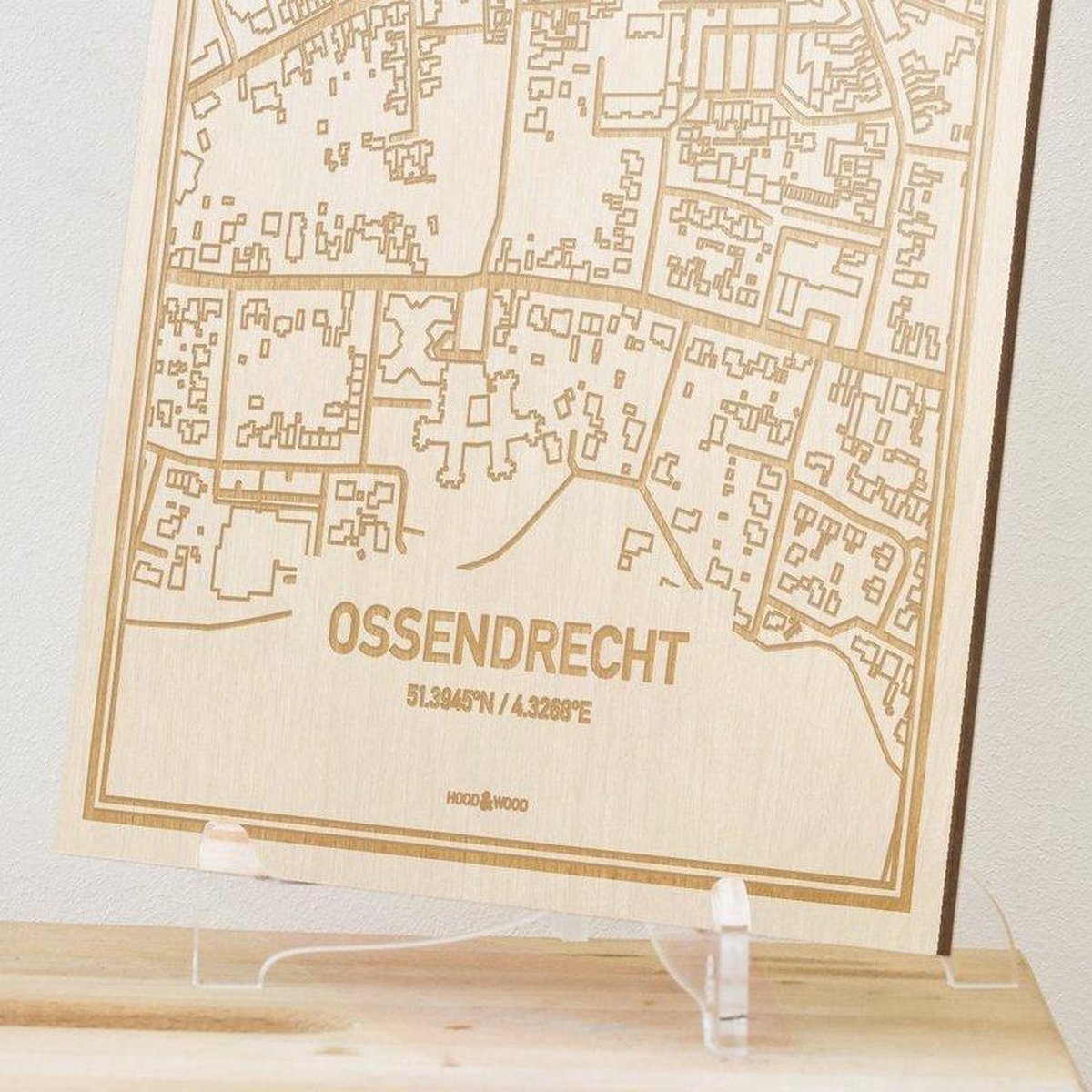 Kaart Ossendrecht - Gegraveerde stadskaart Hood&Wood - Hout, A4 | bol.com
