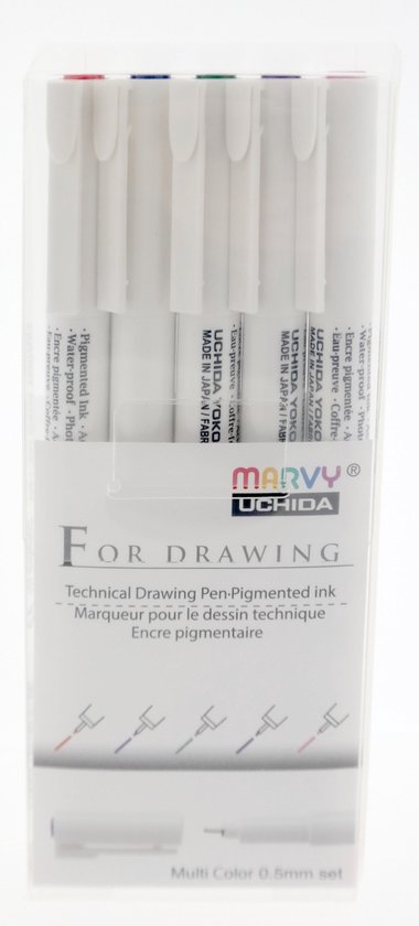 Marvy Uchida Marvy Uchida Technische Fineliner Set 0,5mm 5 stuks | bol