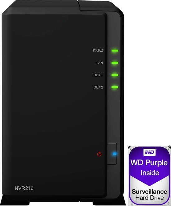 Synology NVR216 (9CH) incl 4TB (2x 2TB) WD PURPLE - NVR | bol