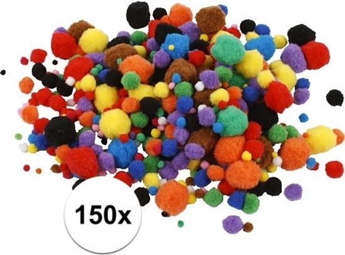 150x knutsel pompons 15-40 mm kleuren | bol.com