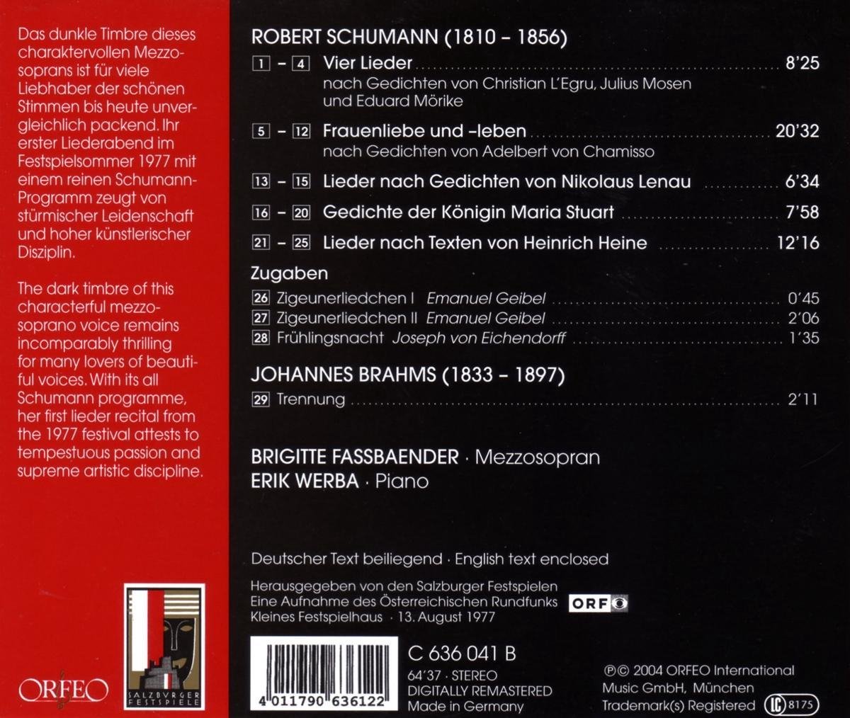 Brigitte Fassbaender & Erik Werba - Fassbaender Singt Schumann & Brahms (CD), Brigitte... | bol.com