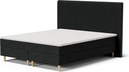 Boxspring 160x200 Antraciet - Inclusief Matras, Topper & Hoofdbord ...