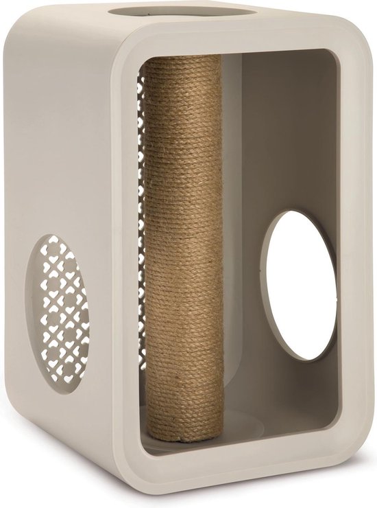 Beeztees Cat Cube Scratch - Kattenhuis - Dune Grey - 49 cm | bol